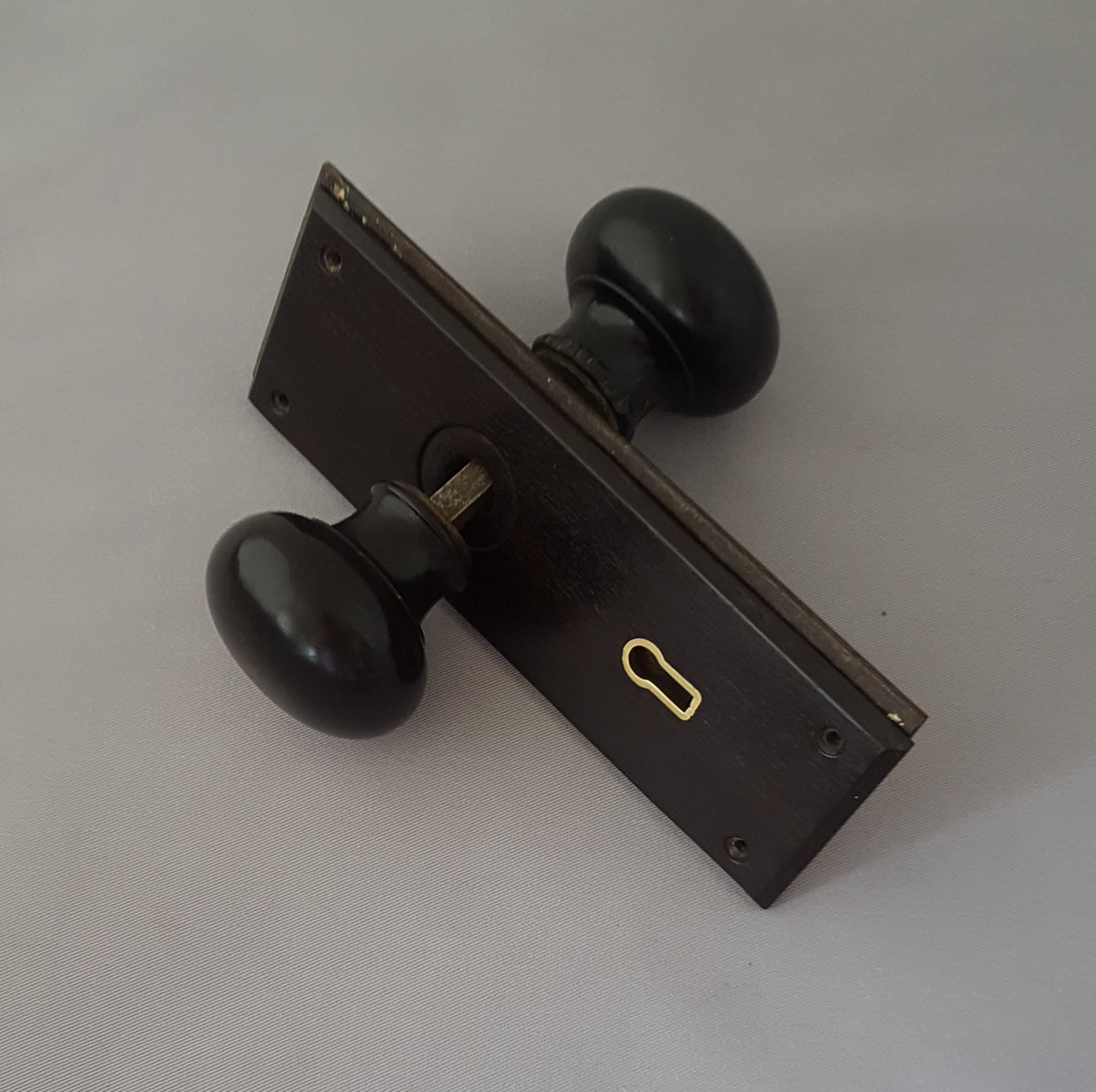 Edwardian Ebonised Antique Knobs & Backplates | Architectural Decor