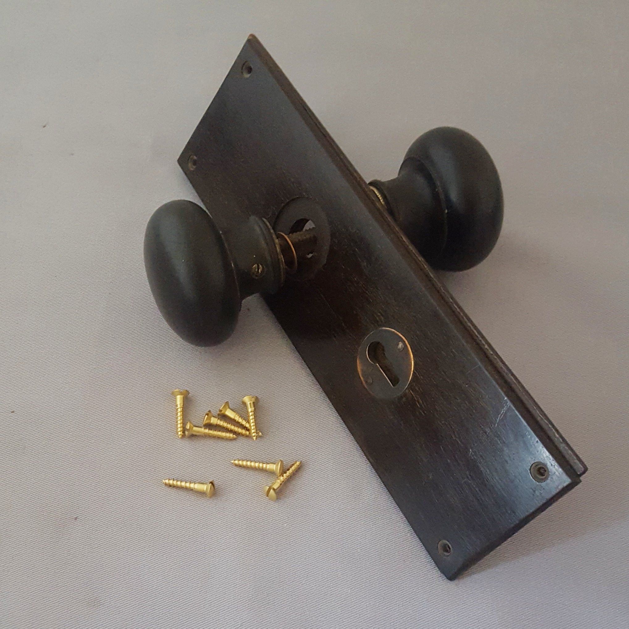 Edwardian Ebony Antique Knobs & Backplates | Architectural Decor