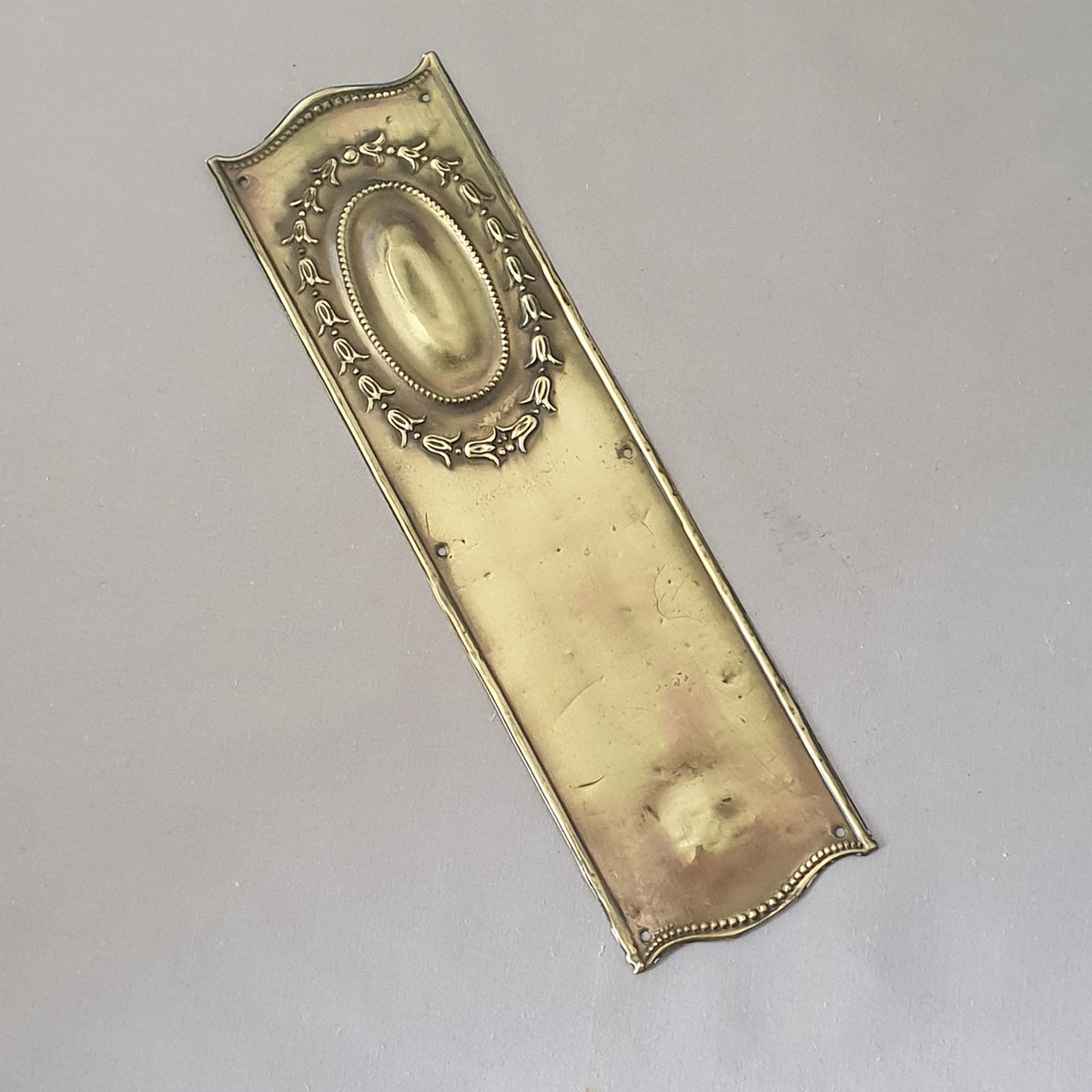 Pressed Brass Edwardian Antique Finger Plates | Architectural Decor