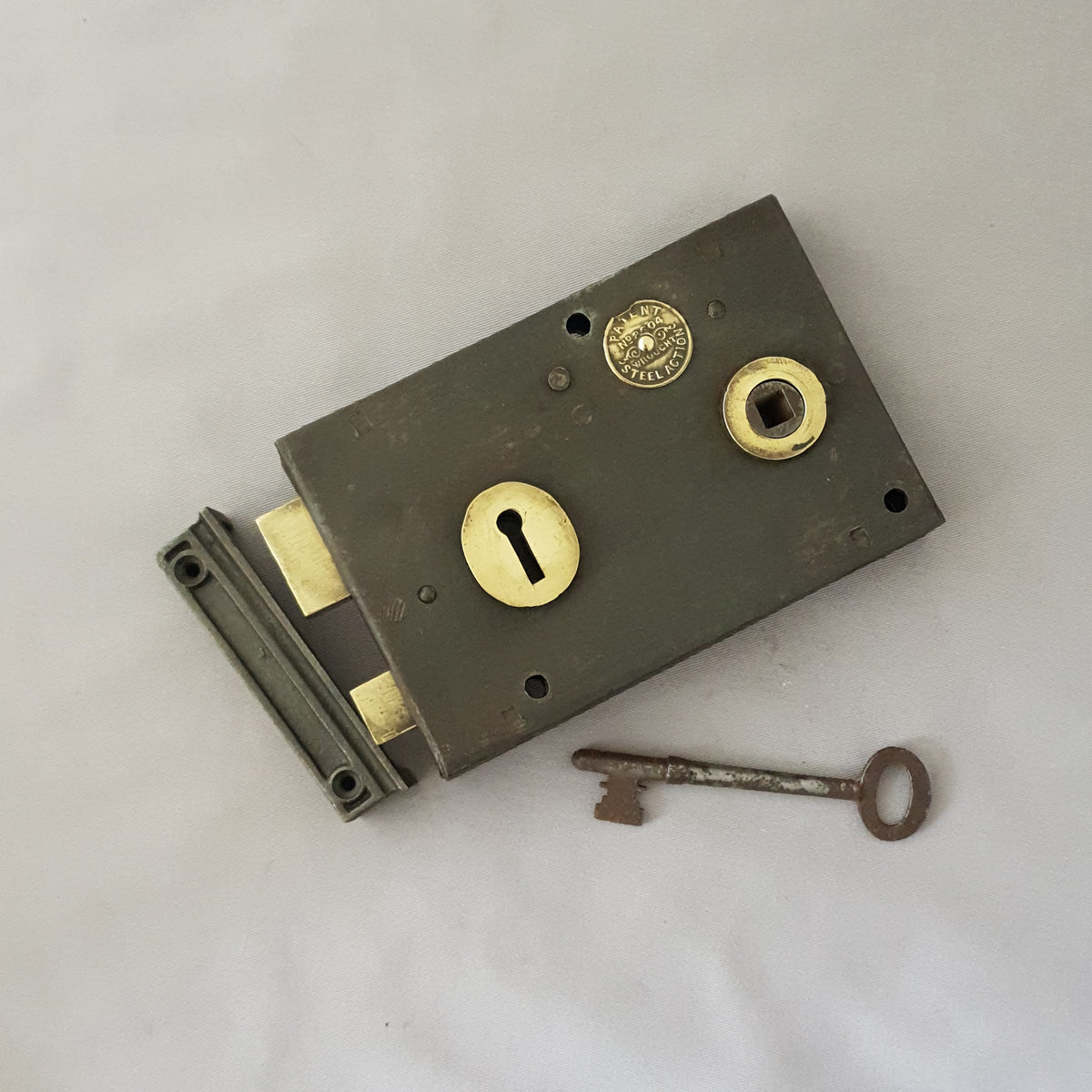 LH Antique Edwardian Rim Lock | Architectural Decor