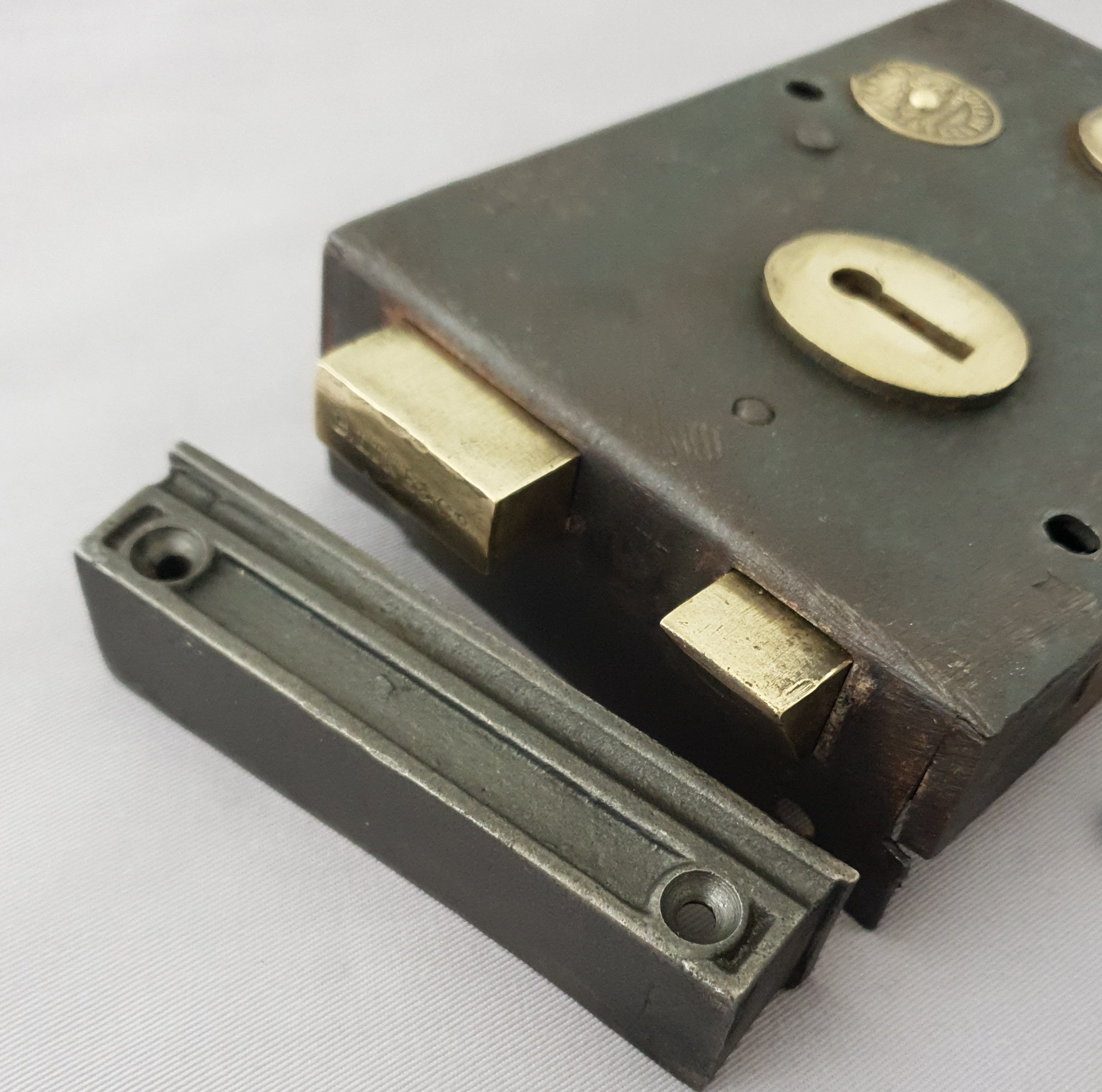 LH Antique Edwardian Rim Lock | Architectural Decor