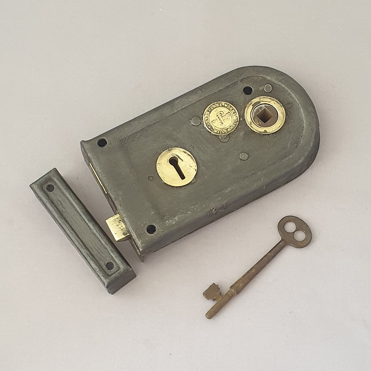 LH Early 1900s Antique Rim Lock | Architectural Decor