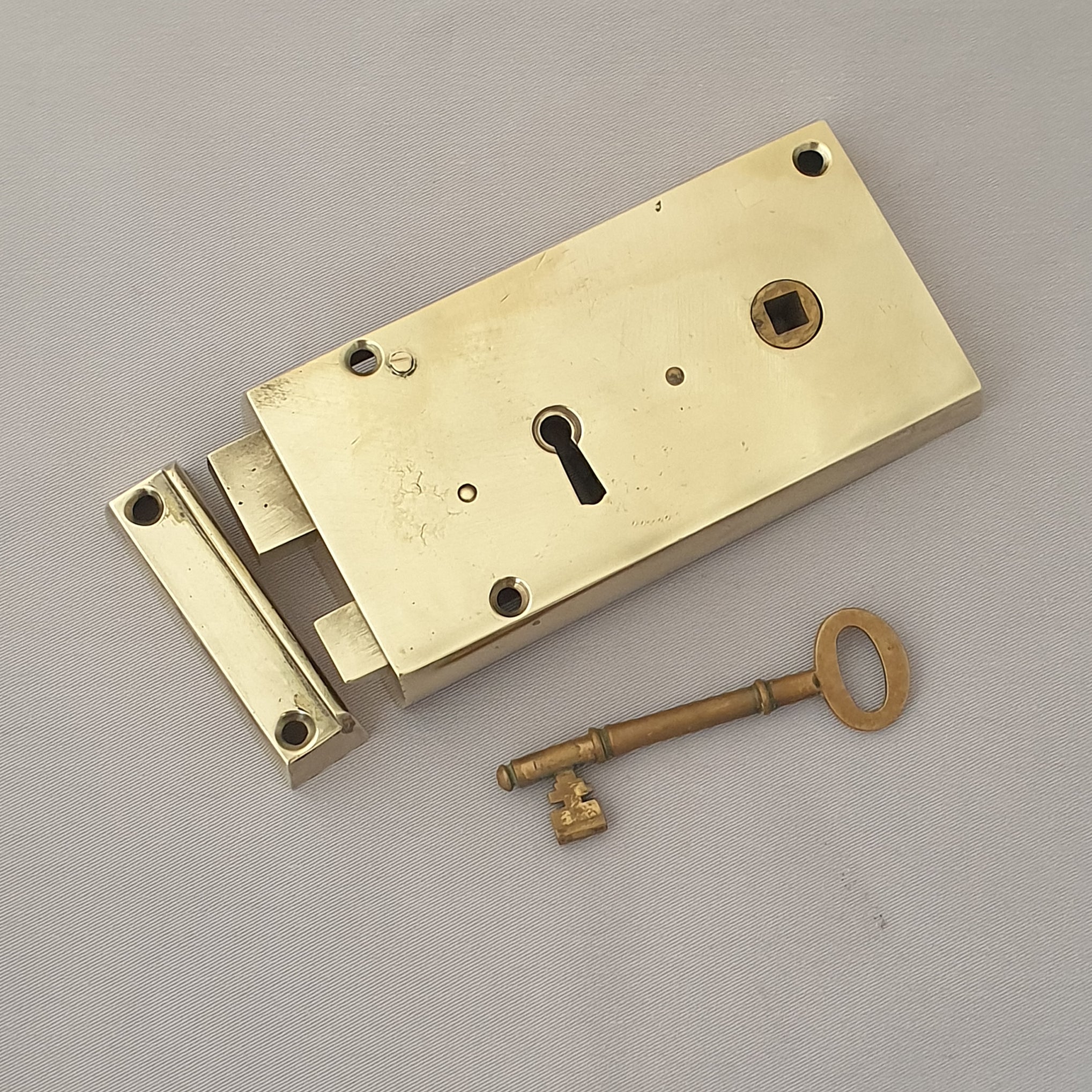 Antique LH Edwardian Brass Rim Lock | Architectural Decor