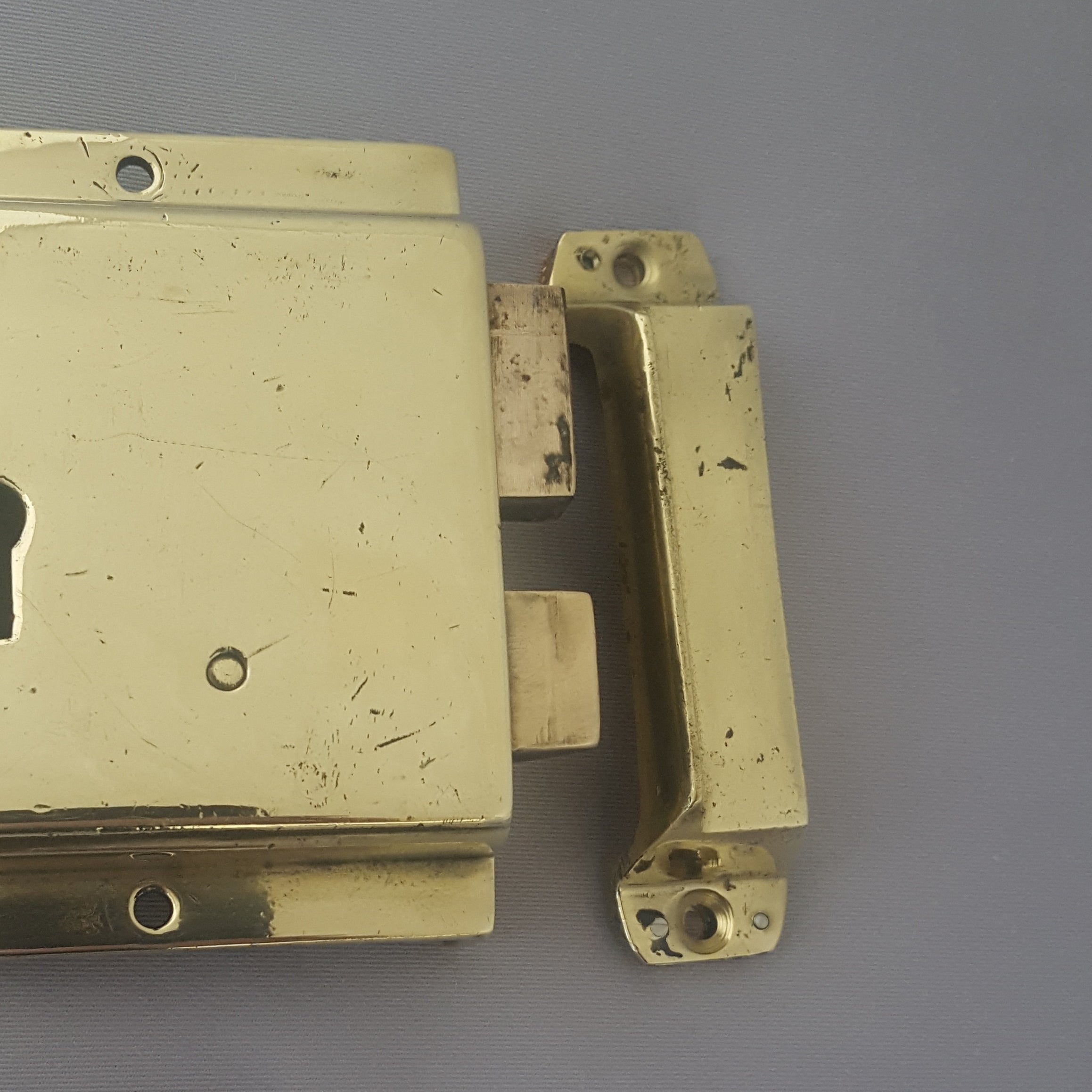 Large Victorian RH Brass Antique Rim Lock | Architectural Decor