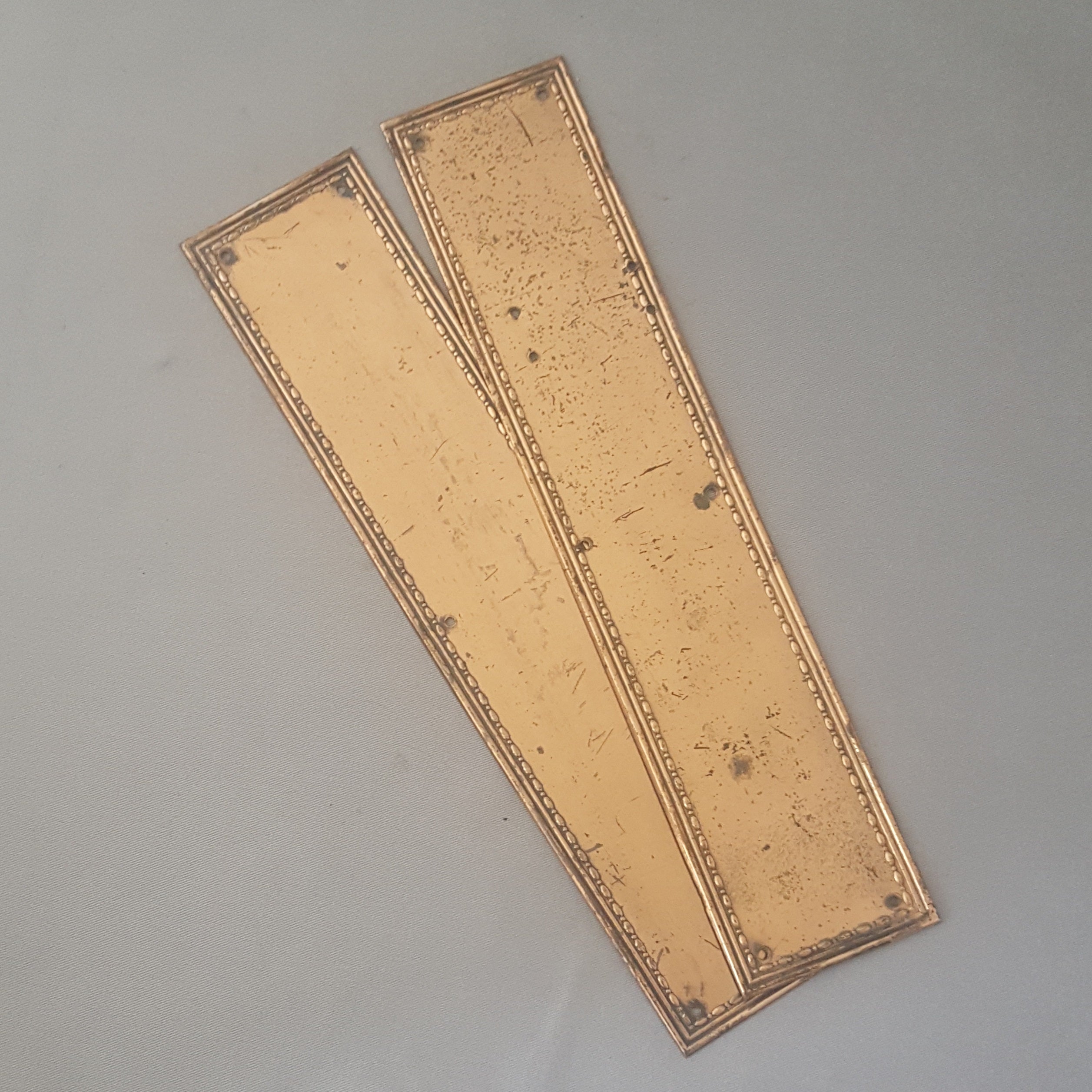 Pair Antique Edwardian Copper Finger Plates | Architectural Decor