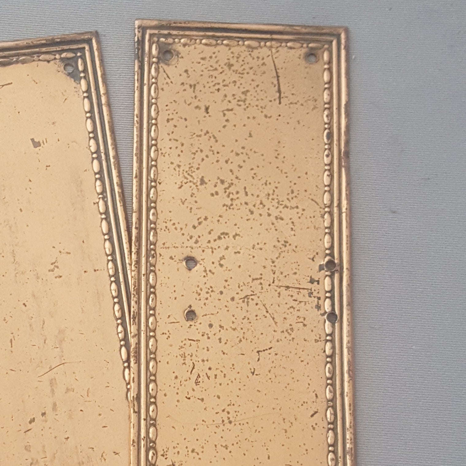 Pair Antique Edwardian Copper Finger Plates | Architectural Decor