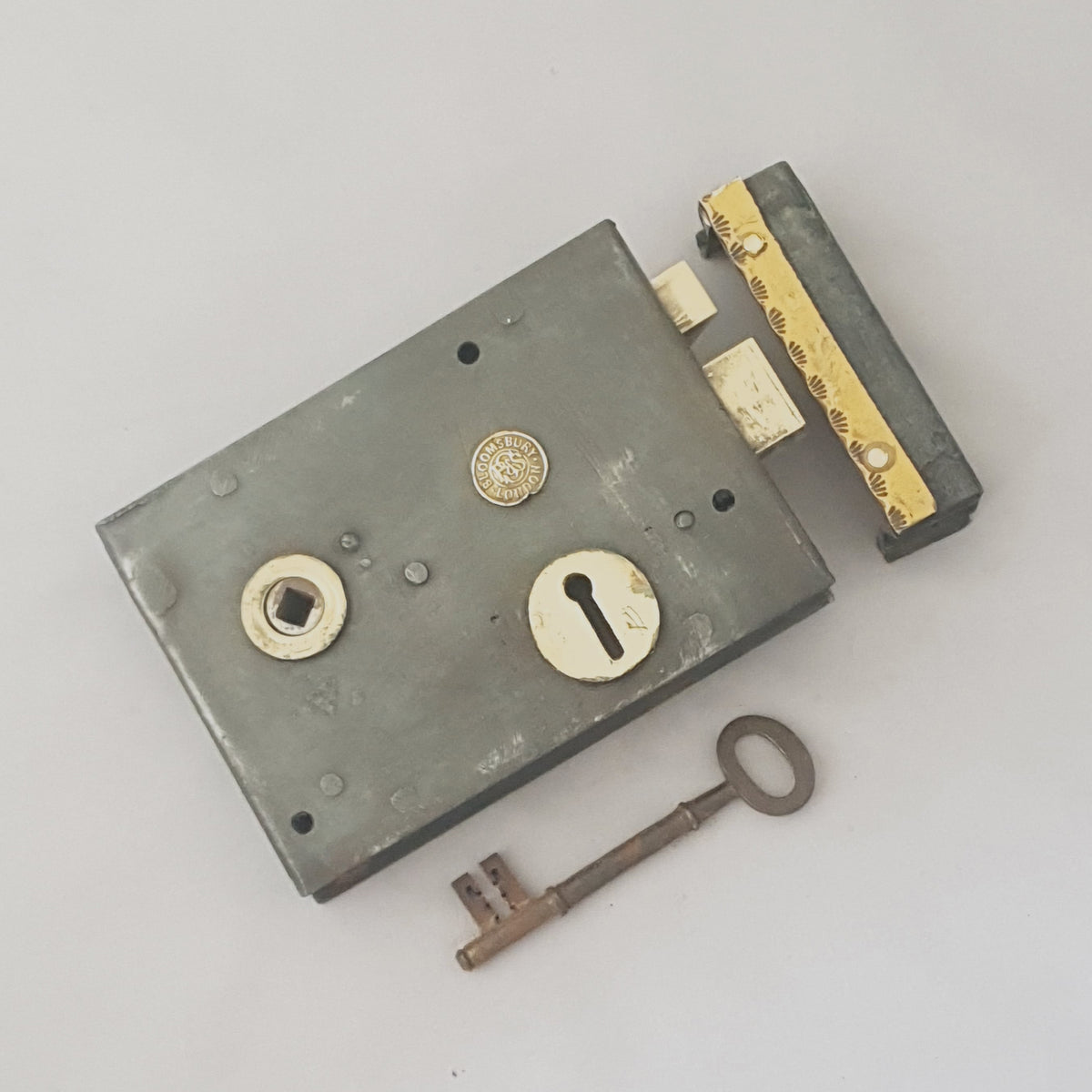 RH Mid Victorian Antique Rim Lock | Architectural Decor