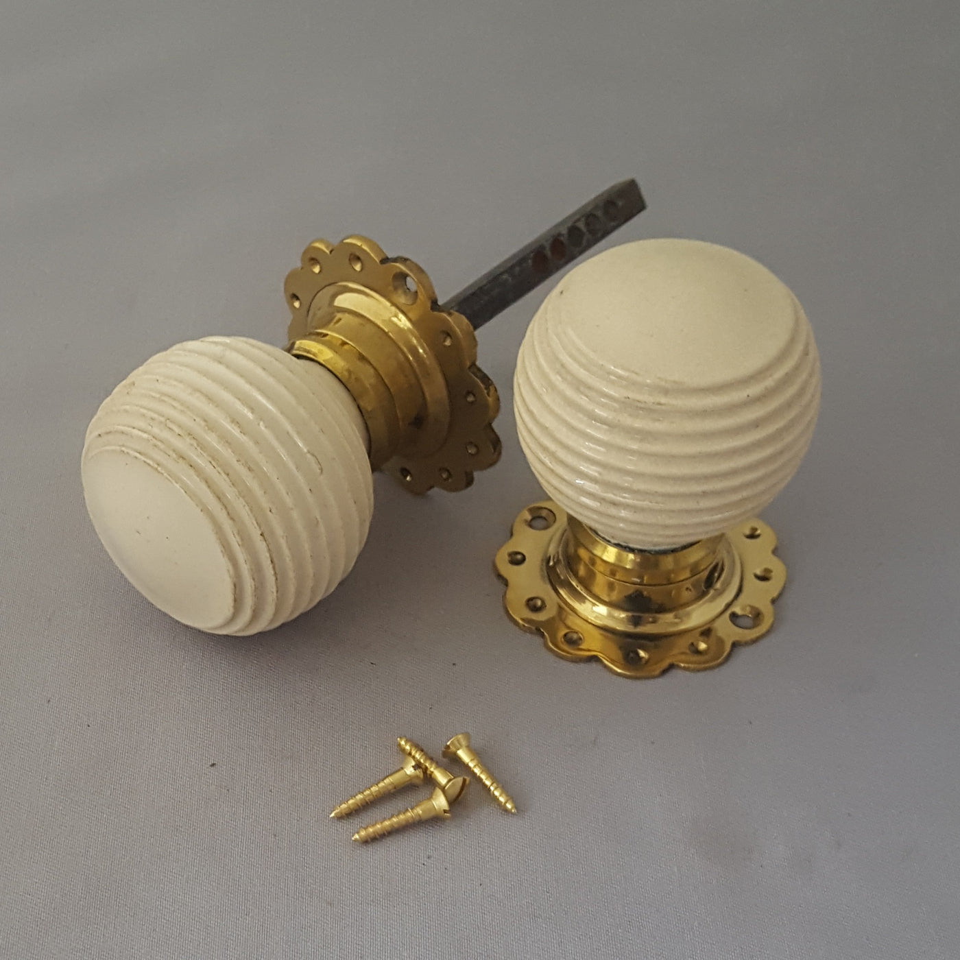 Antique Victorian Ceramic Beehive Door Knobs | Architectural Decor