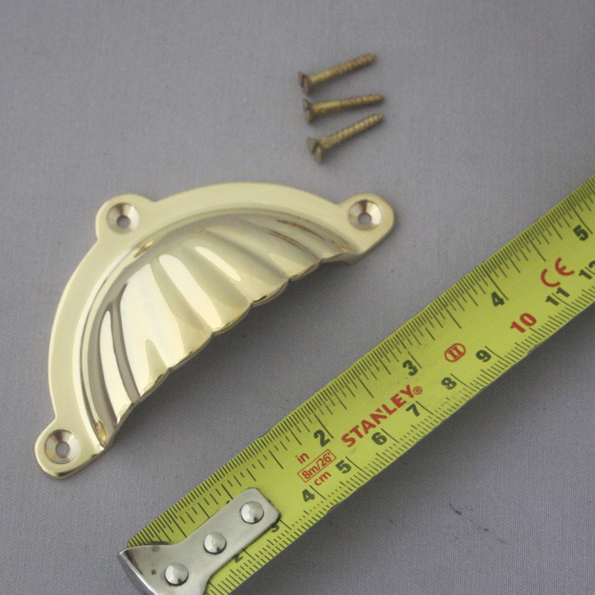 Brass Period Shell Cup Pull Handle | Architectural Decor