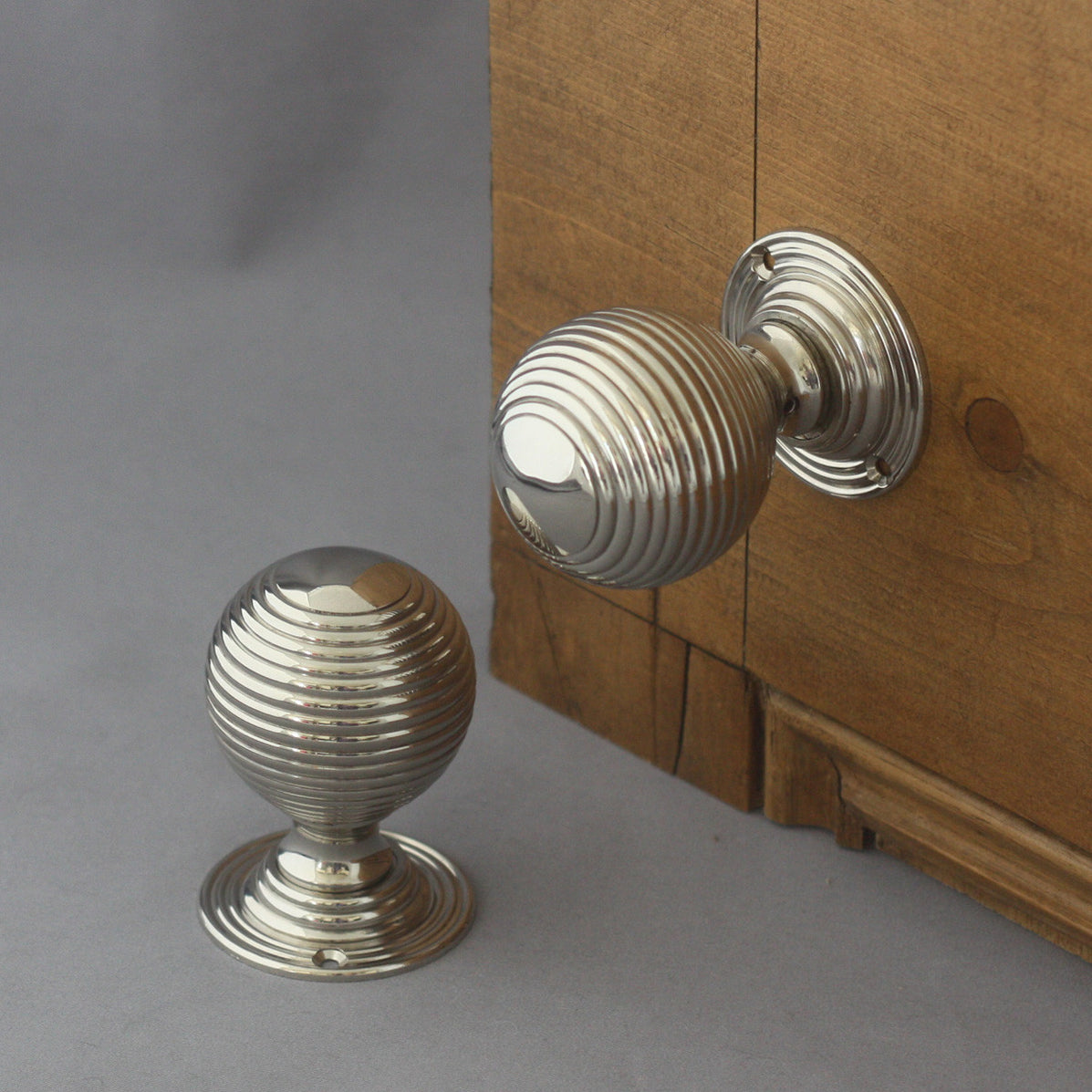 Large Nickel Beehive Door Knobs | Architectural Decor