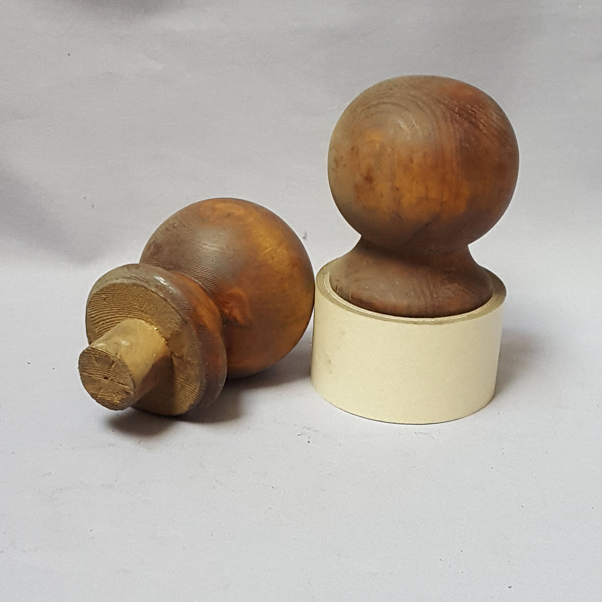 Pair Pine Ball Finials | Architectural Decor