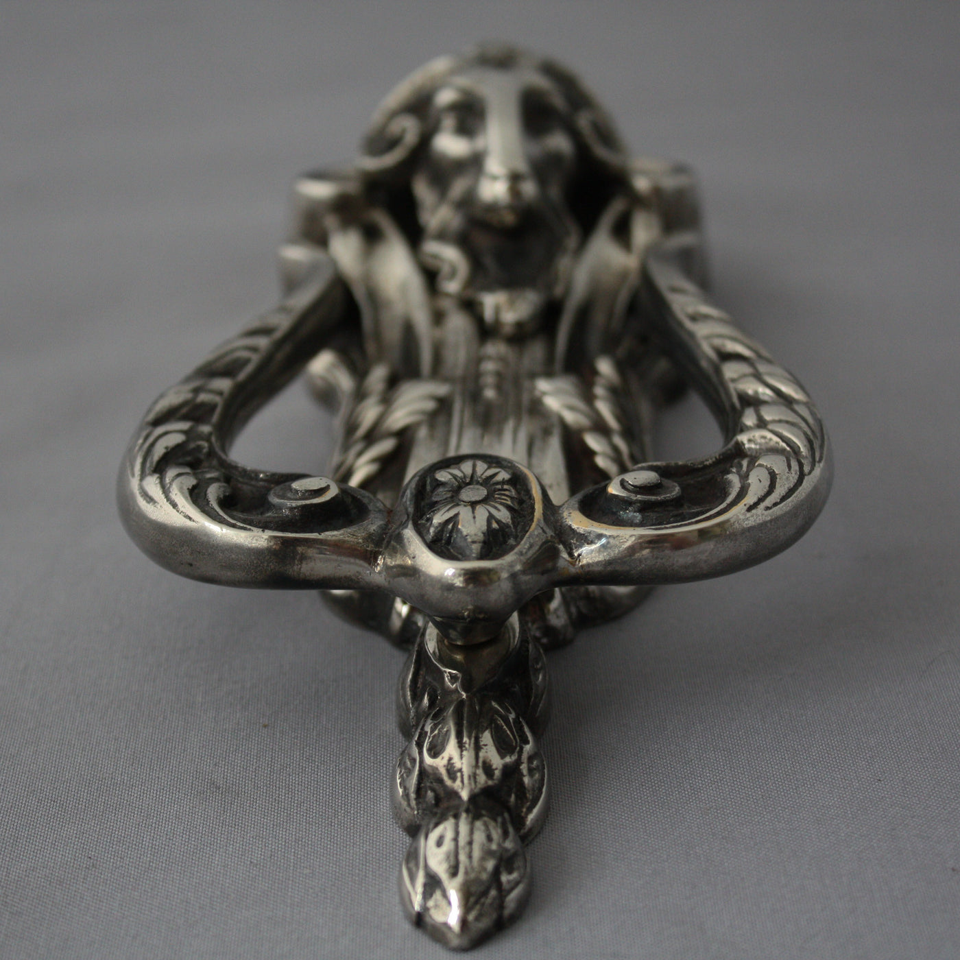 Victorian Nickel Rams Head Knocker | Architectural Decor