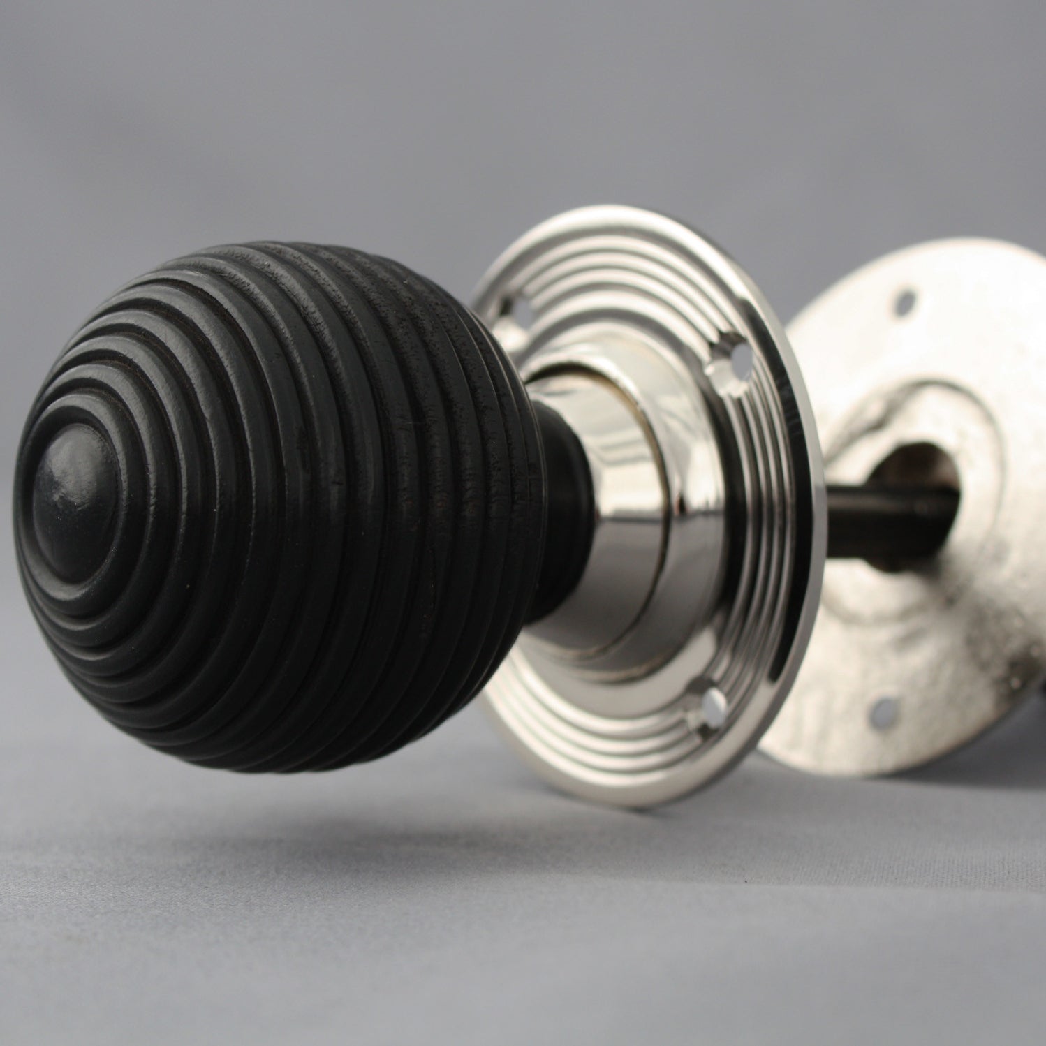 Ebony & Nickel Beehive Door Knobs | Architectural Decor