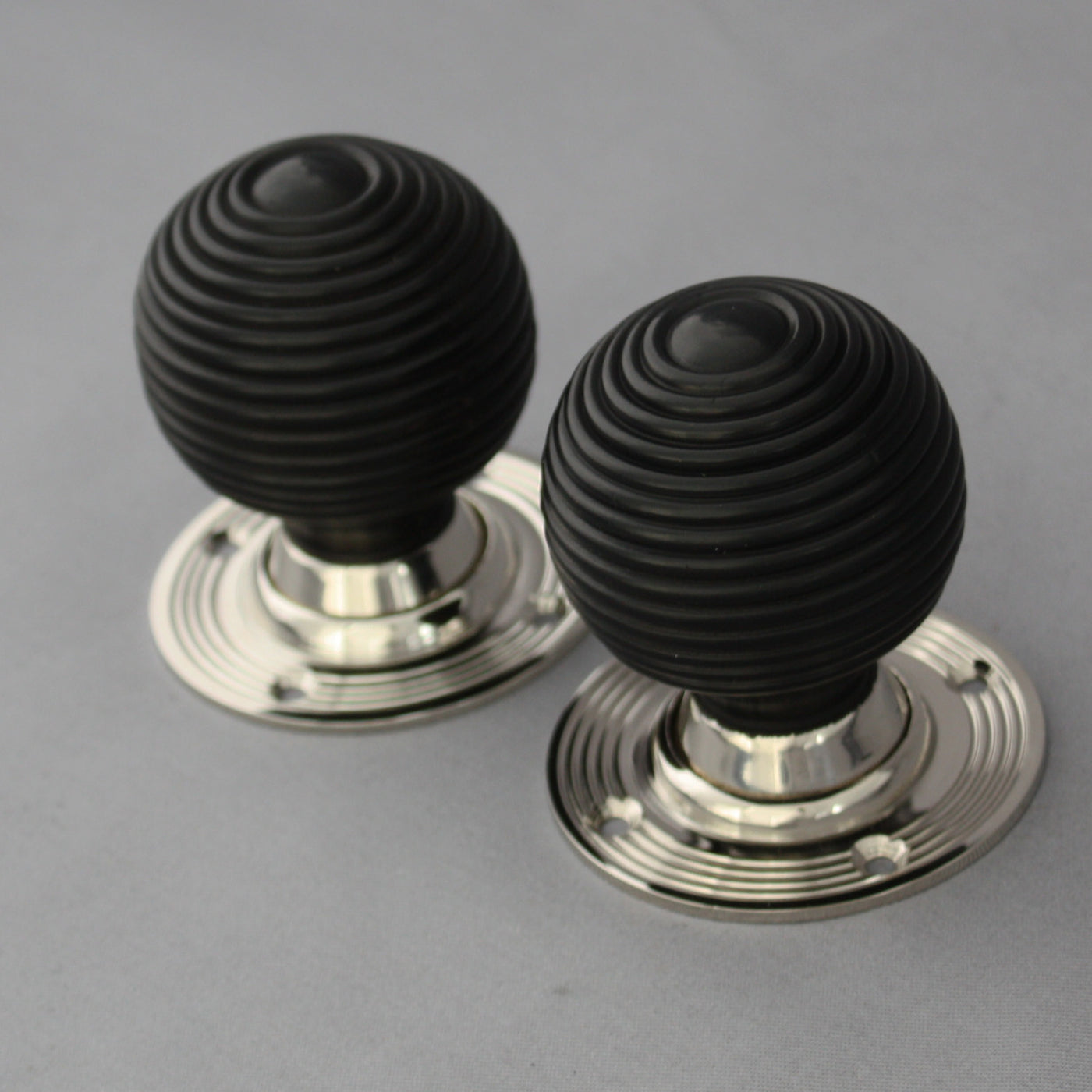 Ebony & Nickel Beehive Door Knobs | Architectural Decor