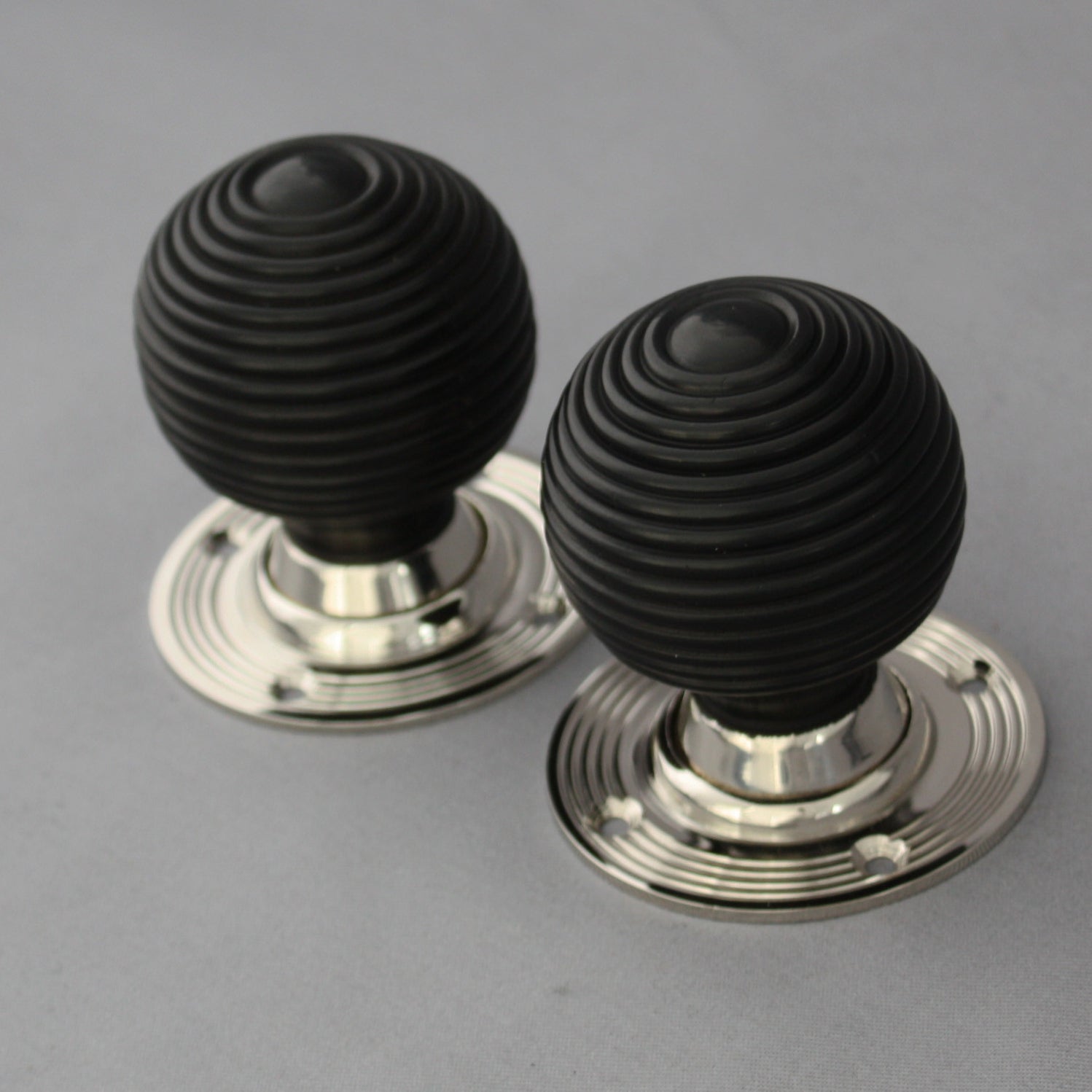 Ebony & Nickel Beehive Door Knobs | Architectural Decor