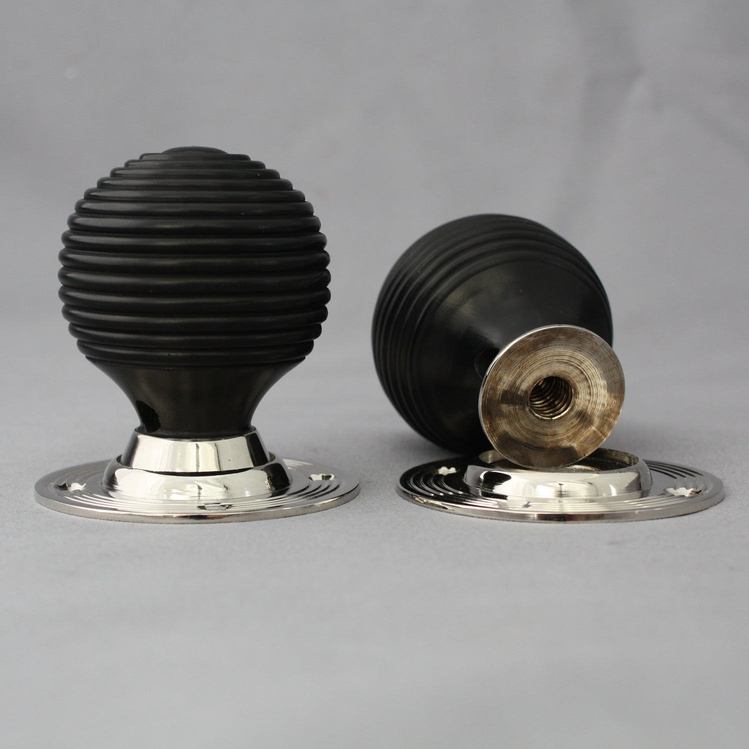 Ebony & Nickel Beehive Door Knobs | Architectural Decor