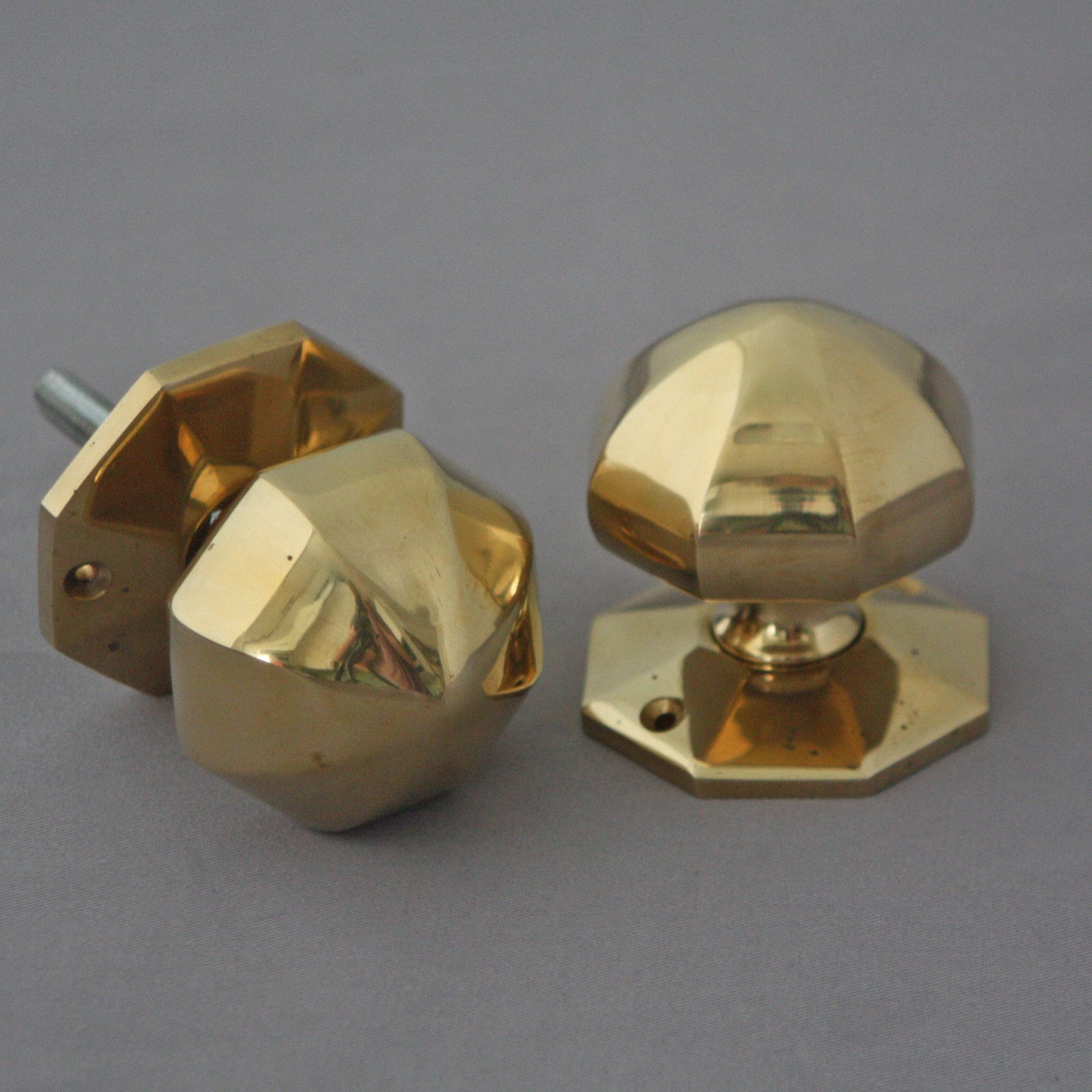 Victorian Period Octagonal Brass Door Knobs | Architectural Decor